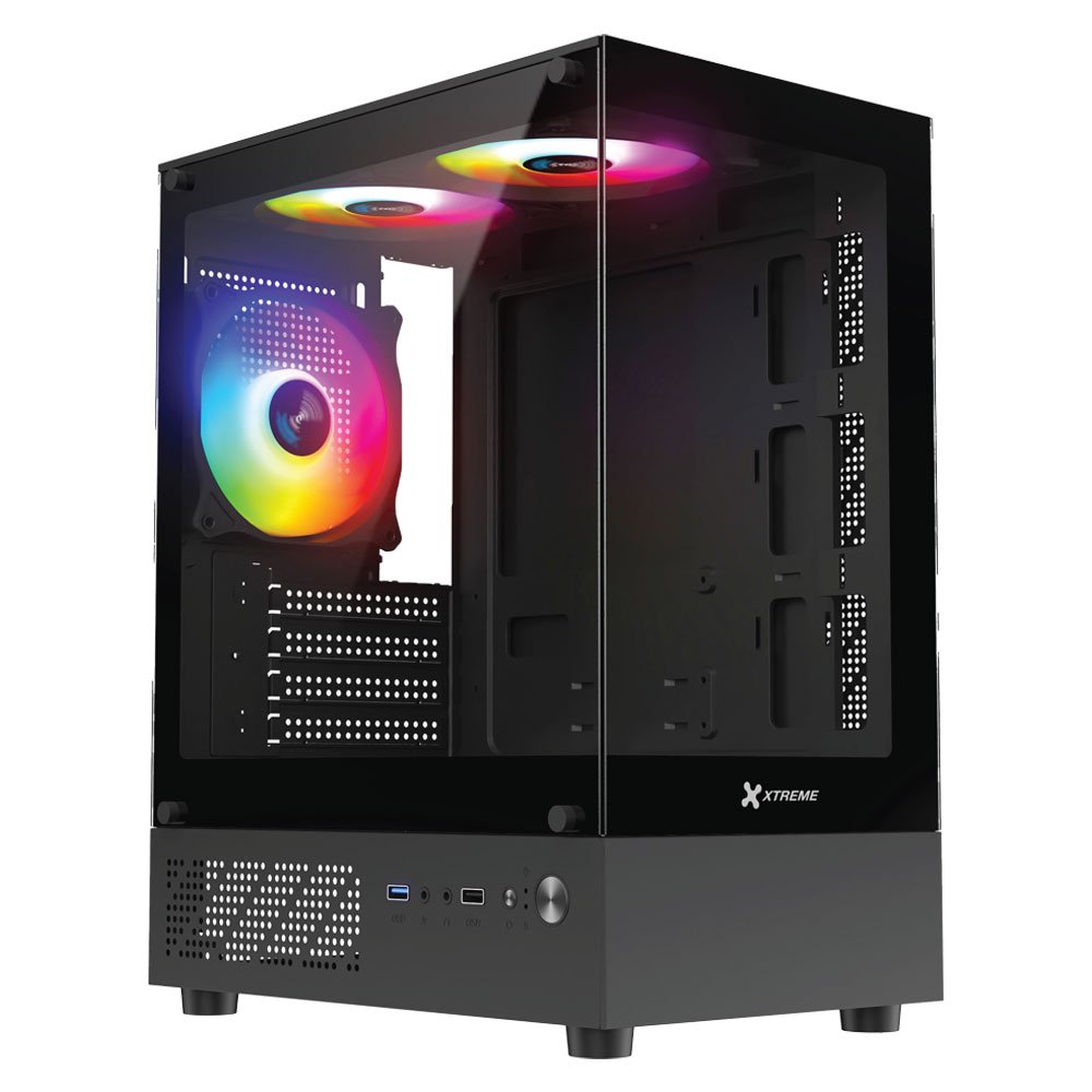 XTREME M95B MINI TOWER M-ATX BLACK CASE TEMPERED GLASS WITH 3 ARGB FAN ...